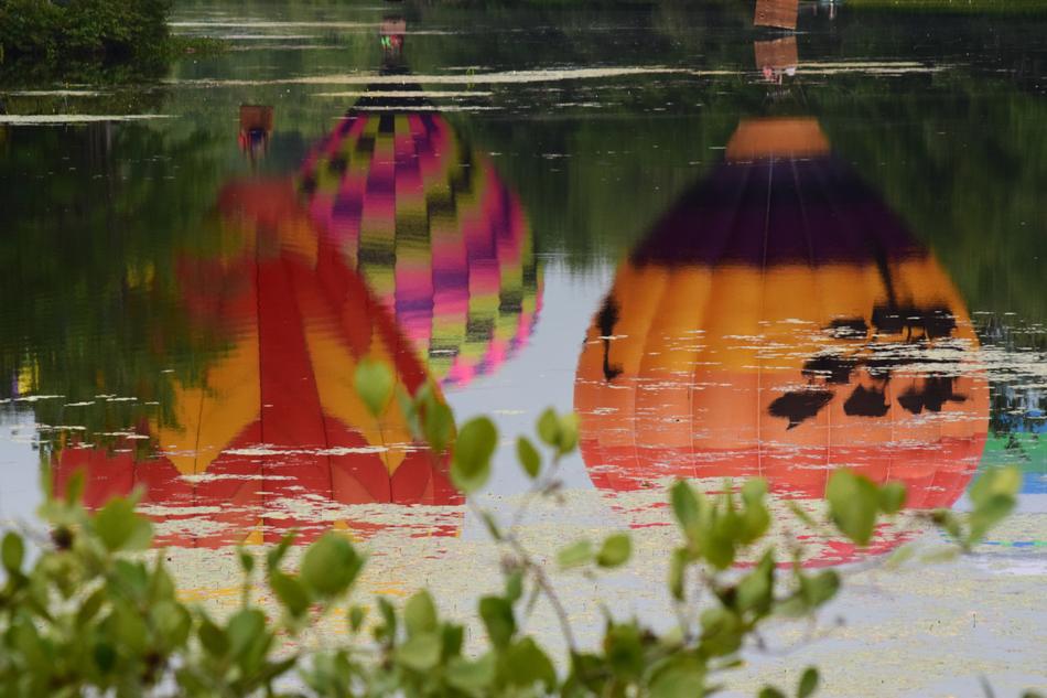 Hot Air Balloon Water Reflection free image download