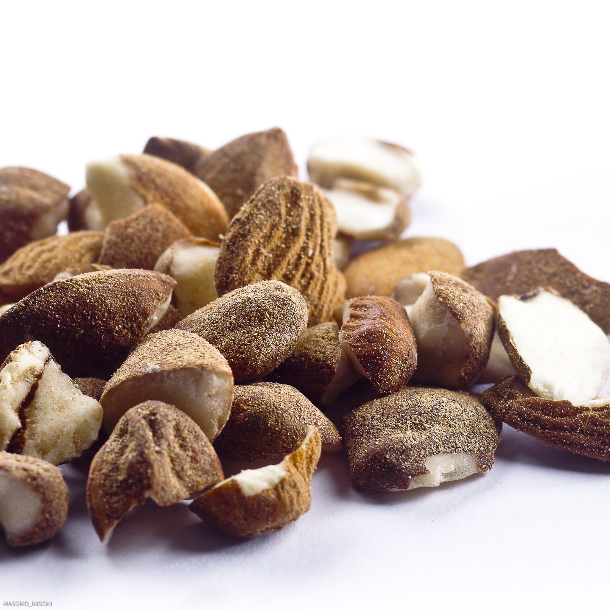 Almonds on a white background free image download