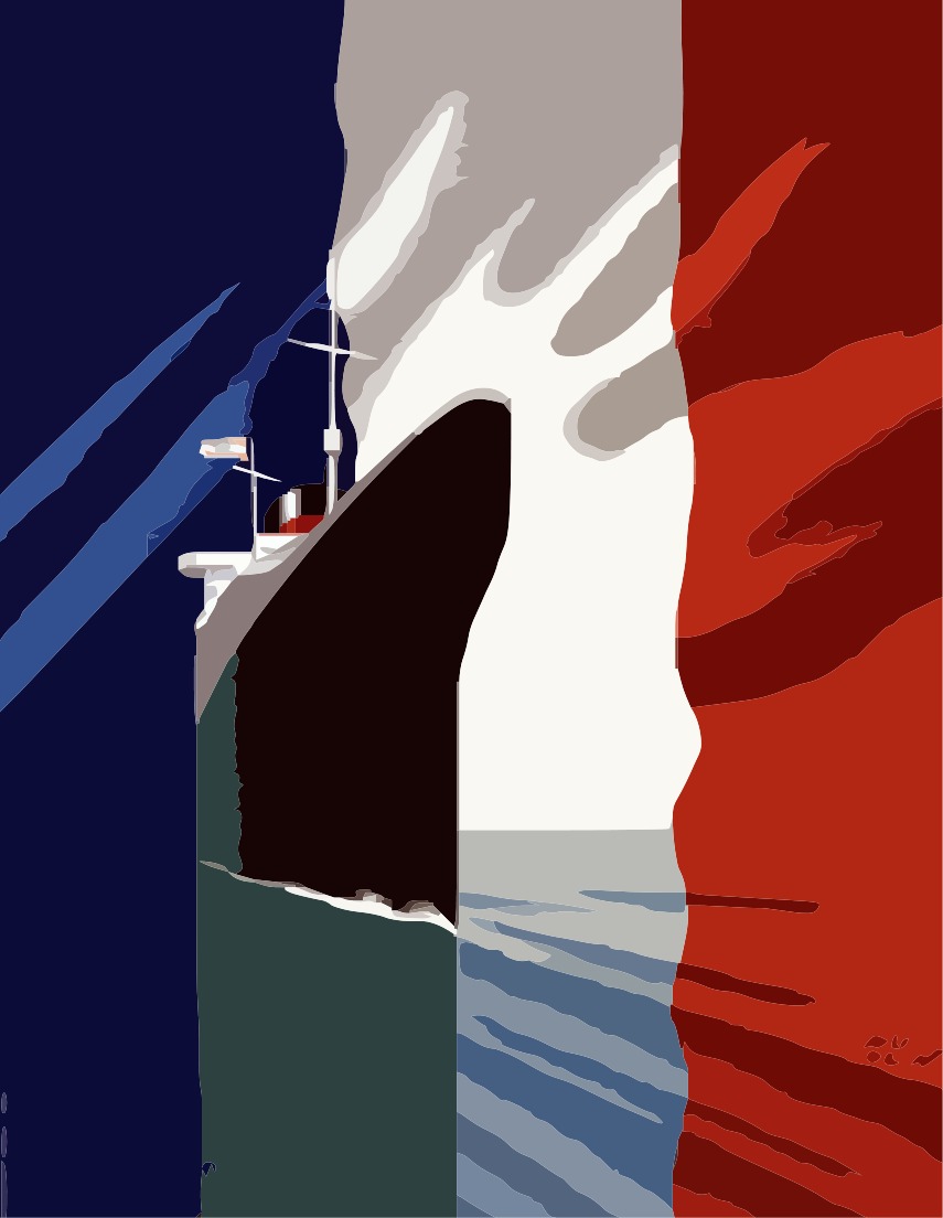 French vintage poster flag ship free image download