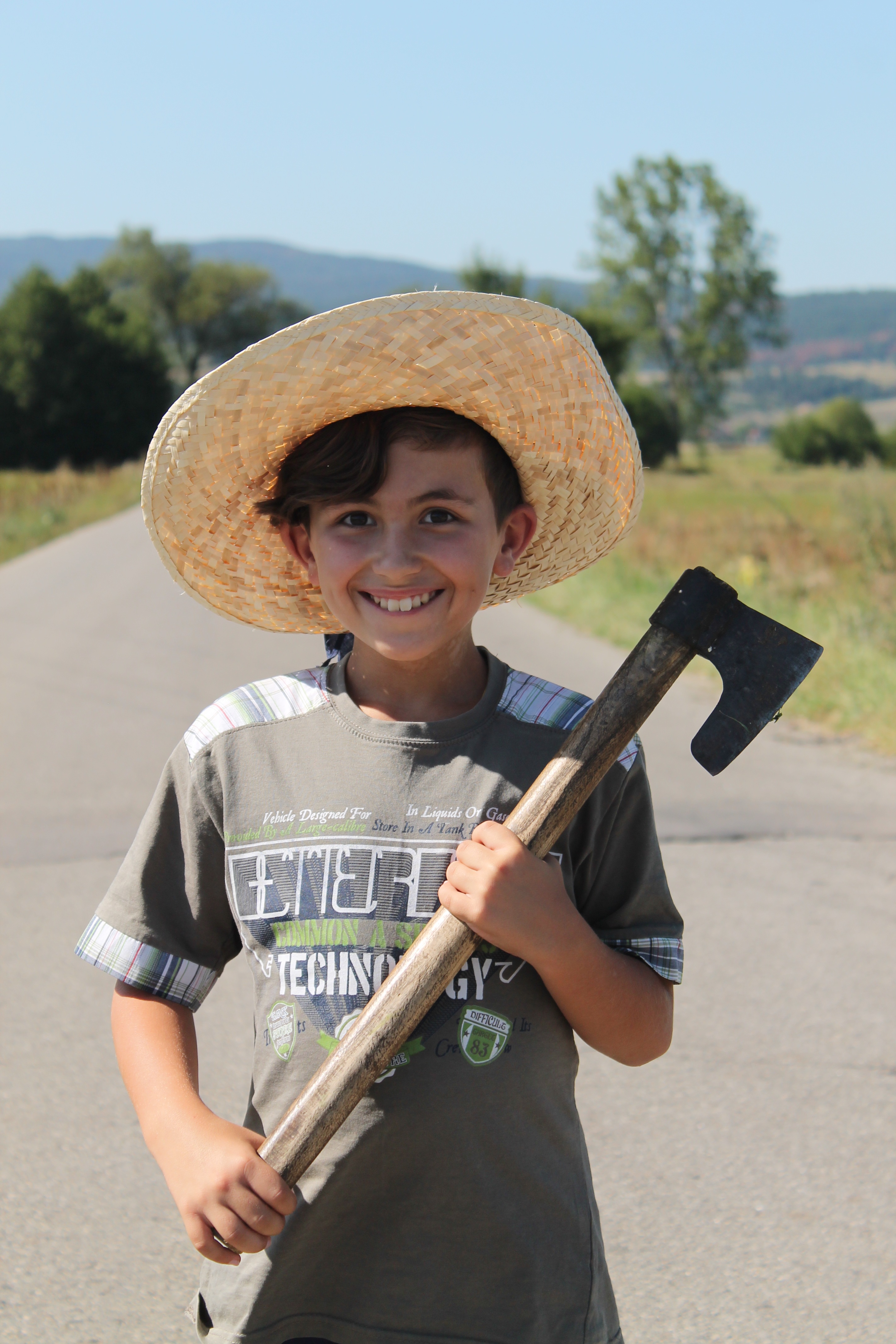 Child Hat Straw and axe free image download