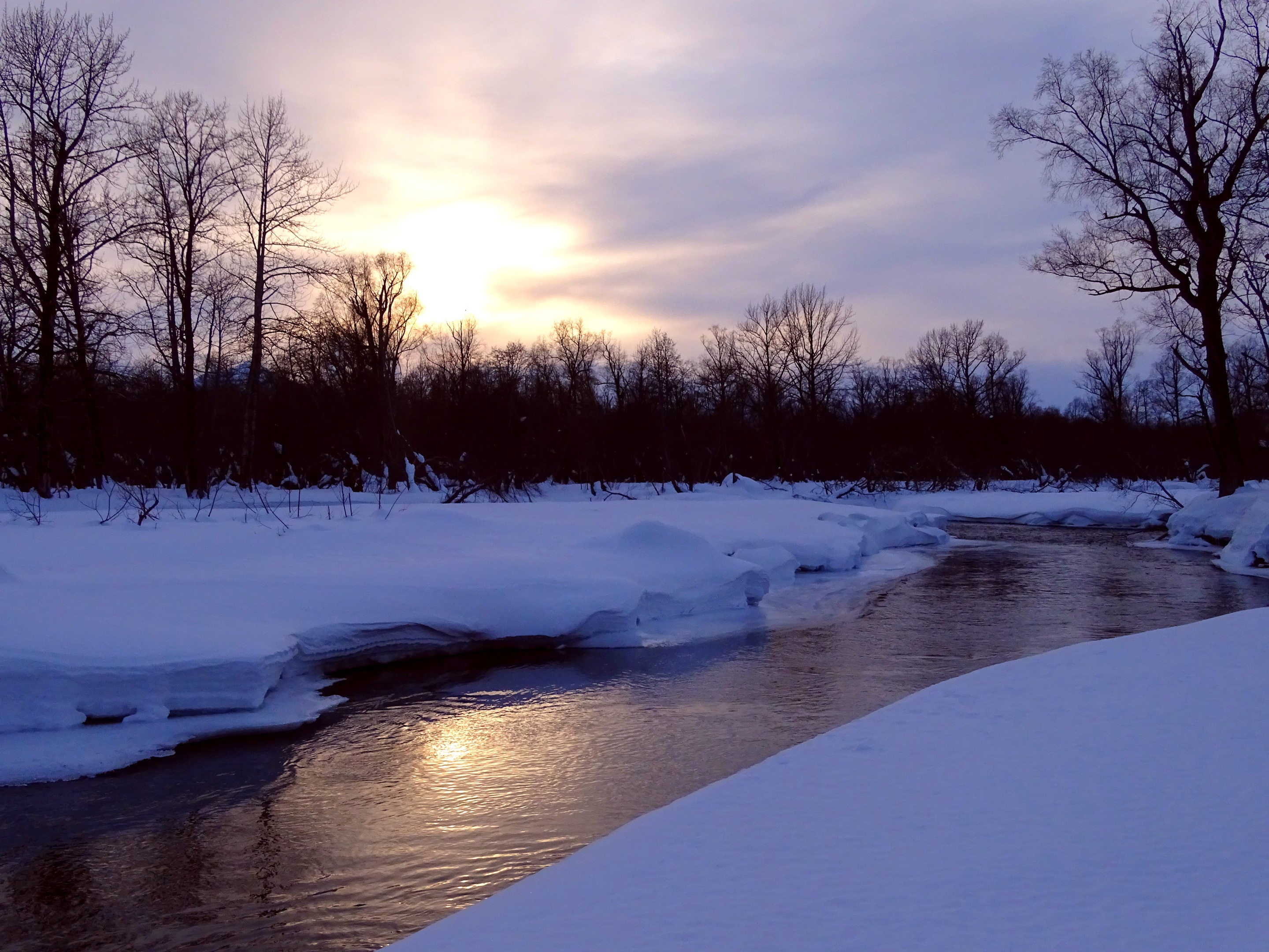 Winter River Mountains free image download