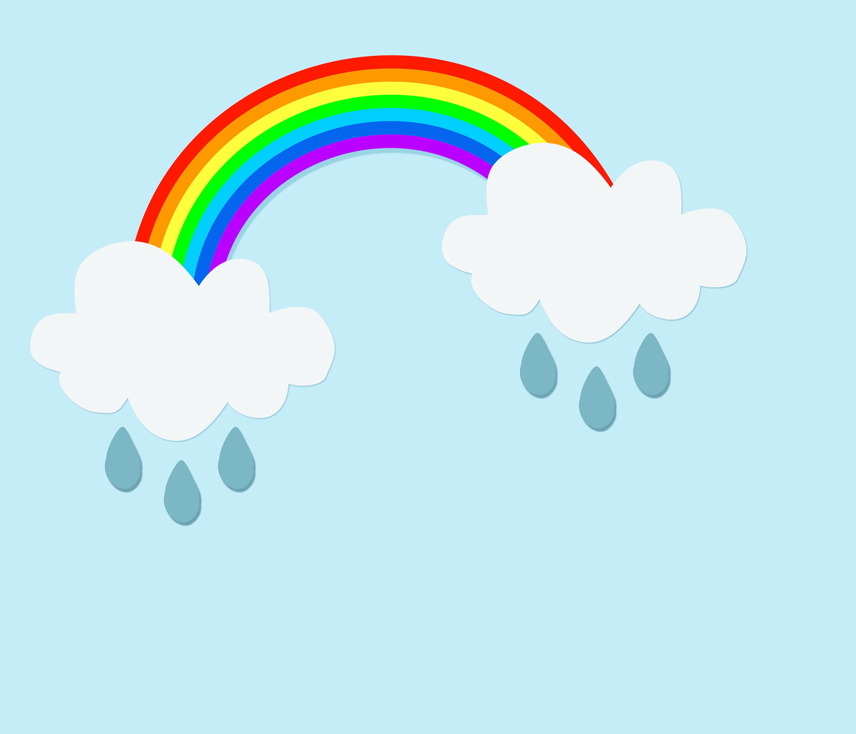Rainbow clouds raindrops rain free image download