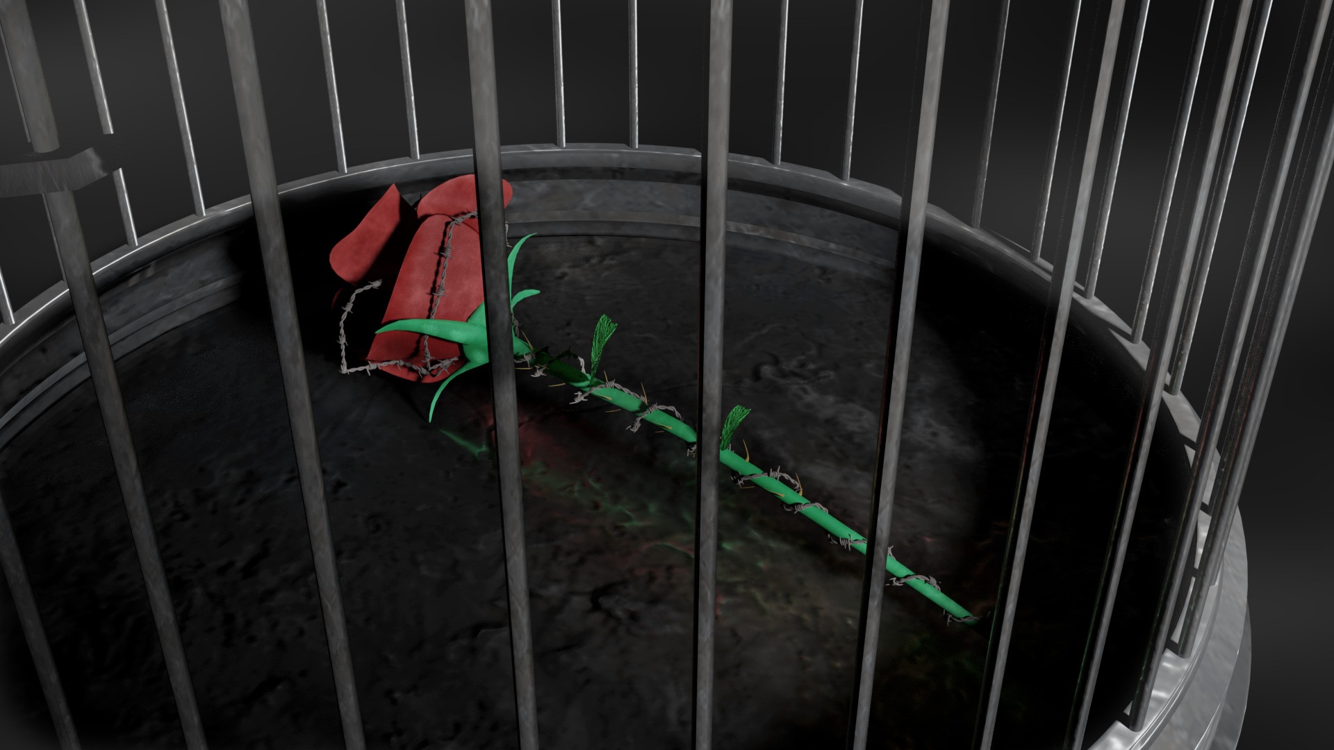 Rose red cage barbed wire green free image download