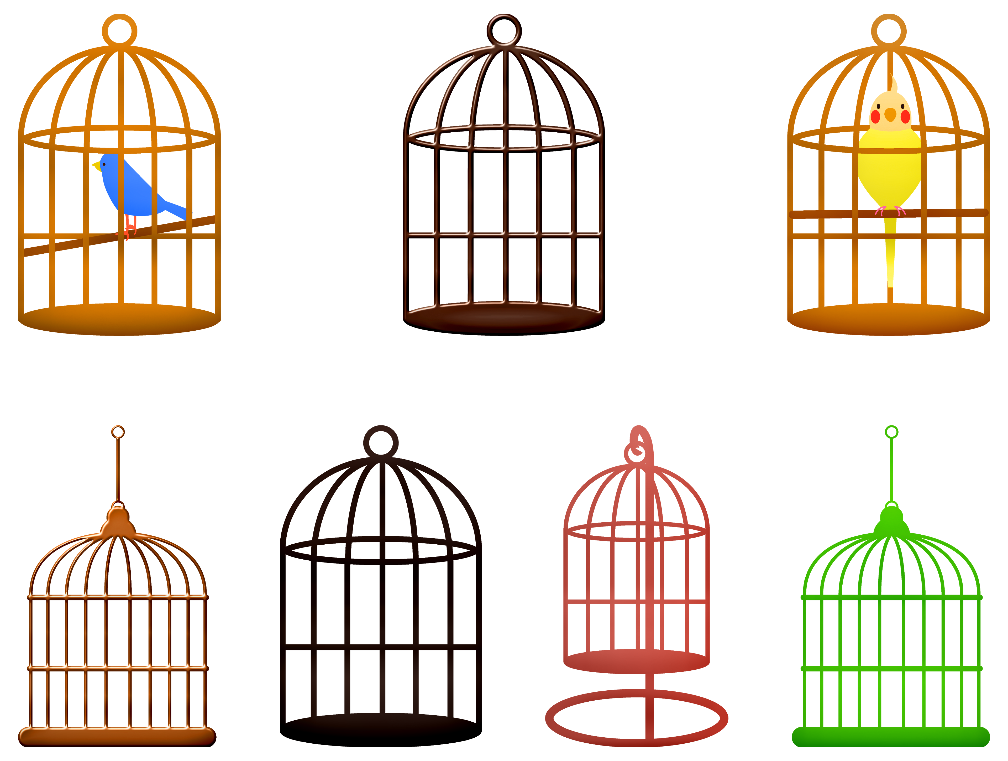 Birdcage birds colorful cage free image download