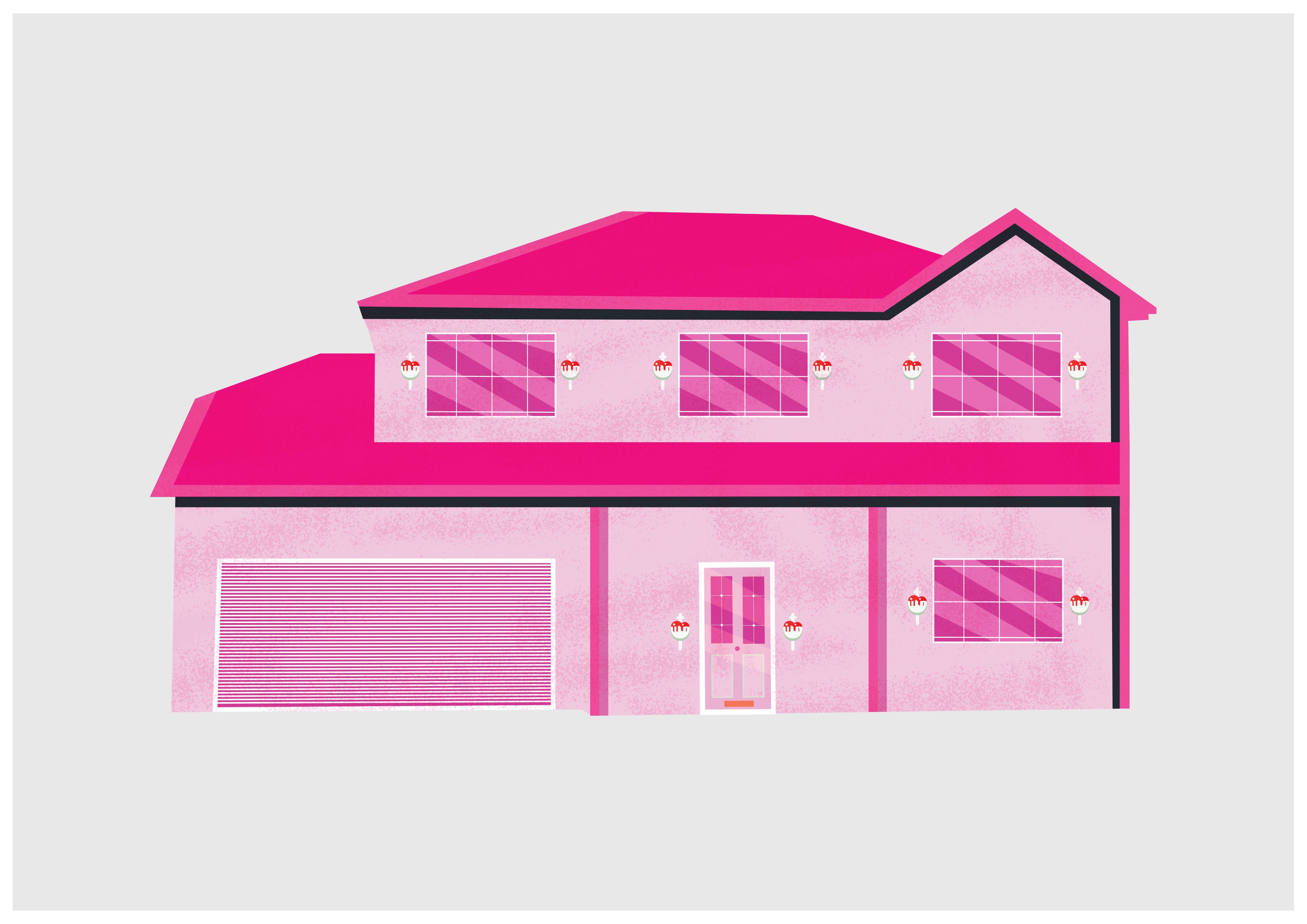 Pink residential home drawing free image download