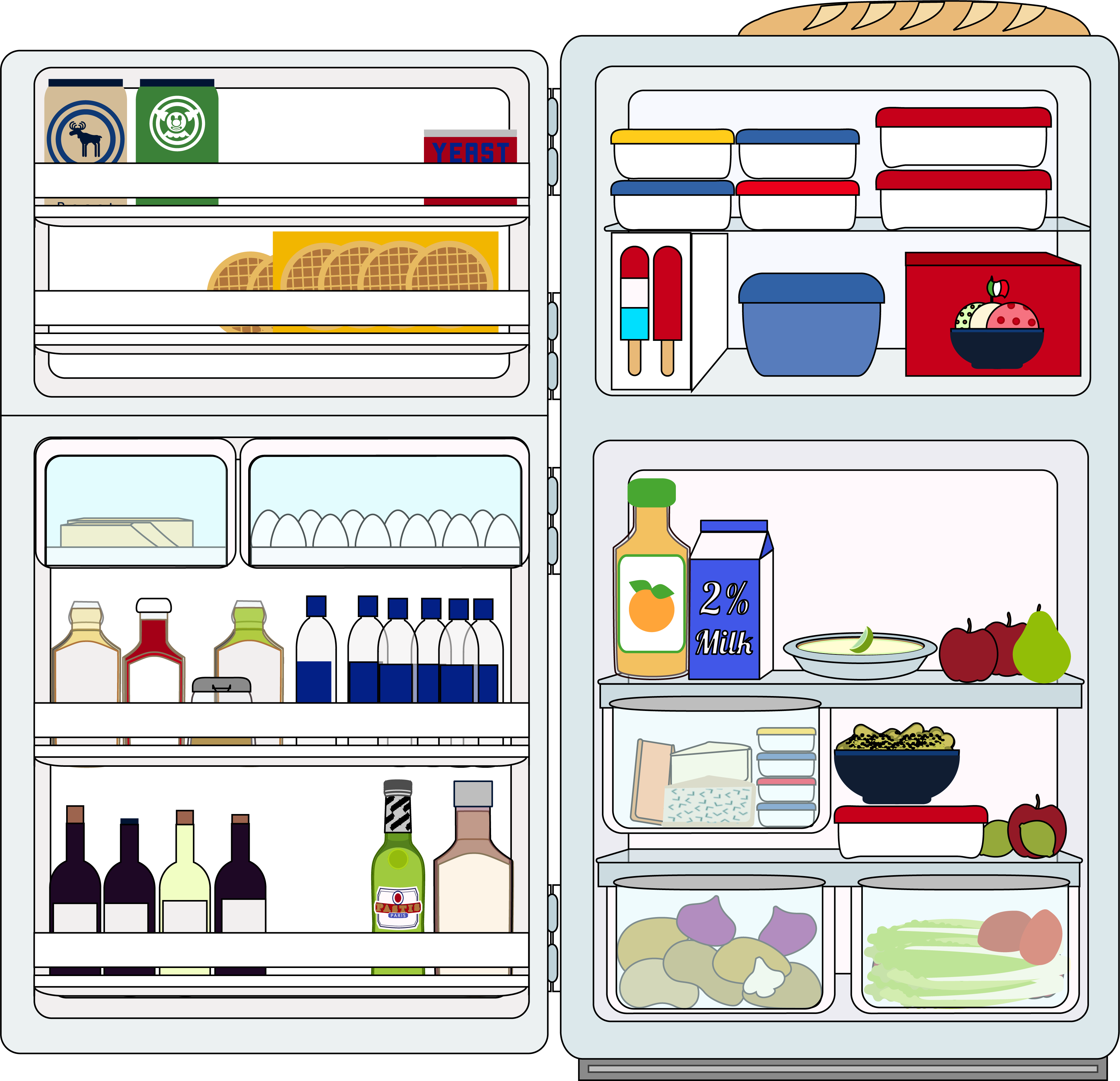 Drawing of a refrigerator with food free image download