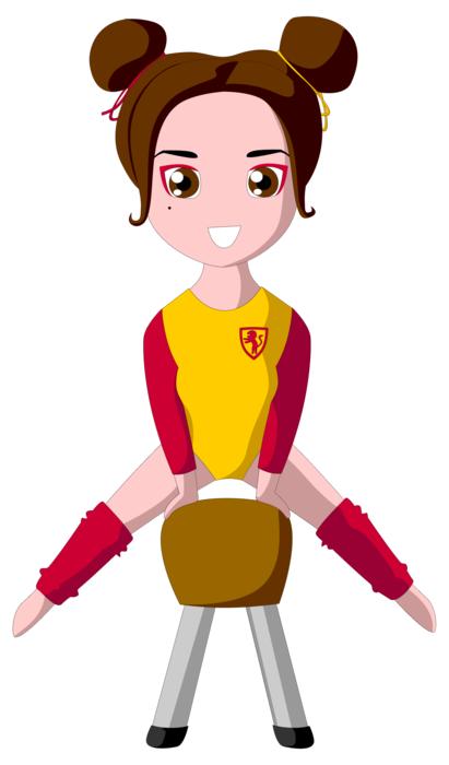 Cartoon girl jumping over vault, gymnastics, vaulting free image download