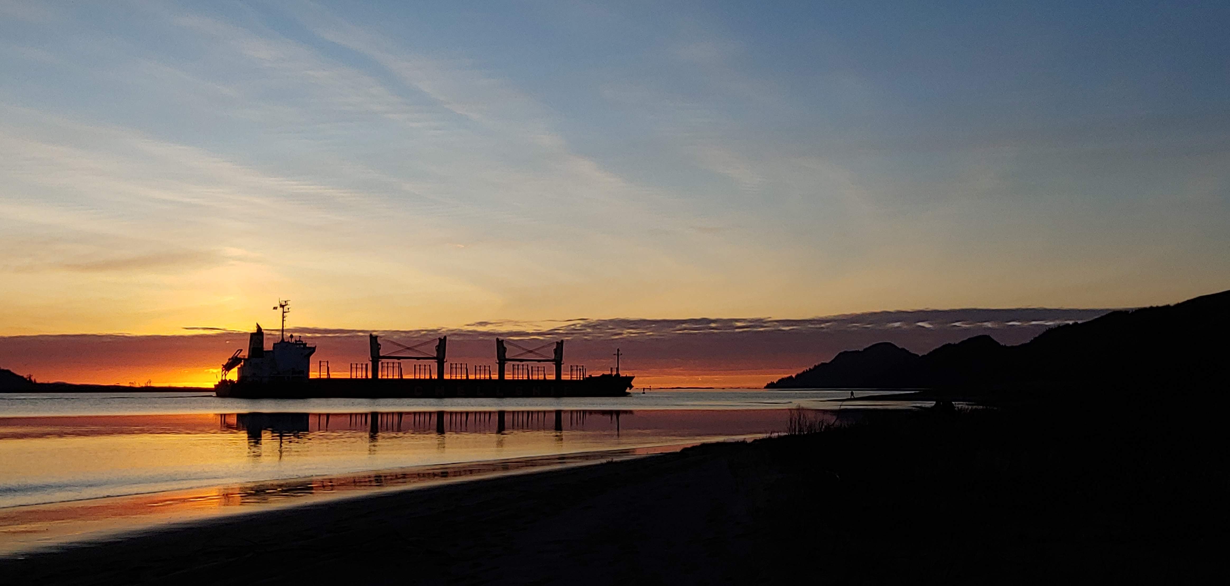 Sunset Ship Orange free image download