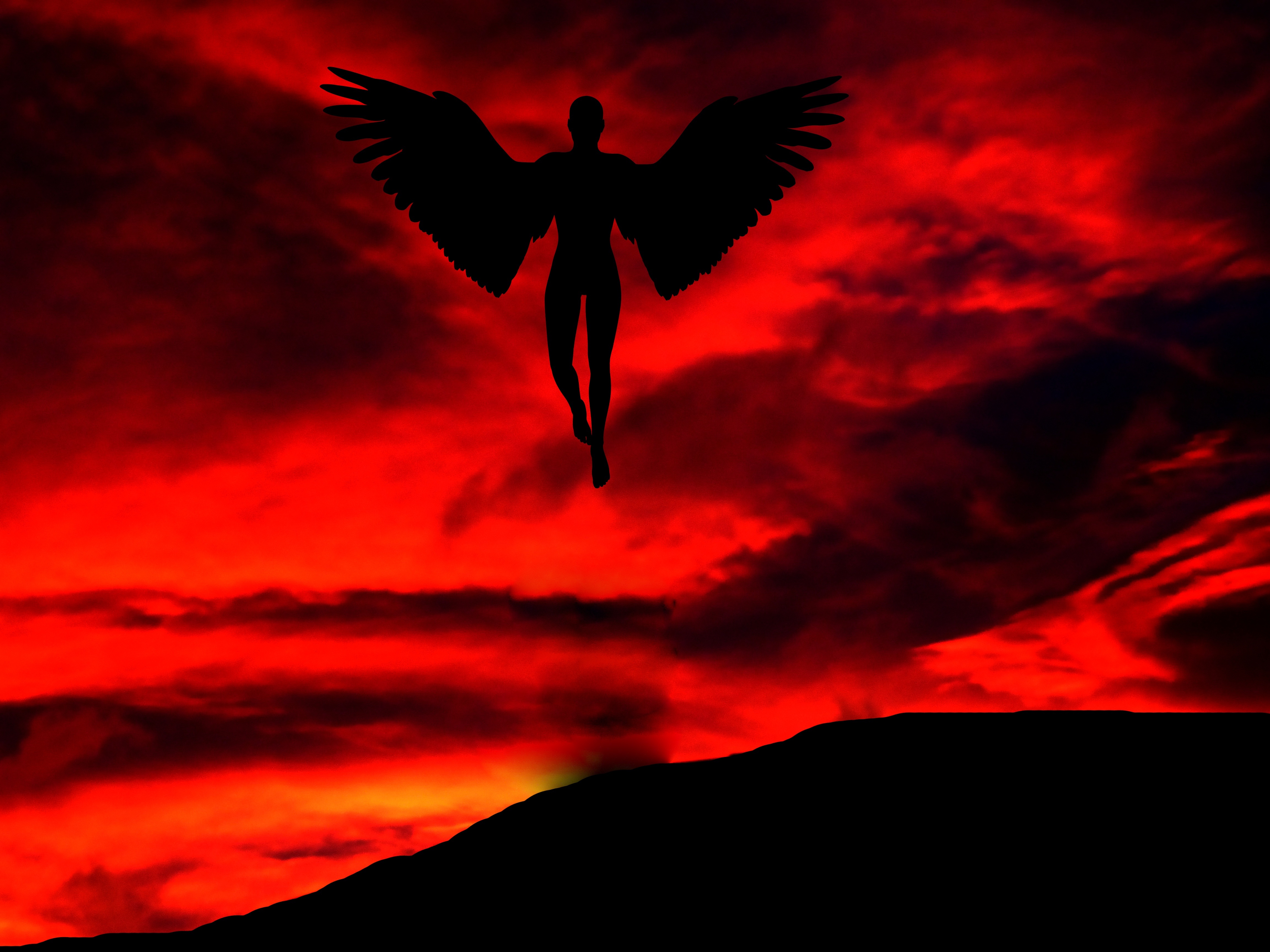 Sunset mountain angel religion free image download