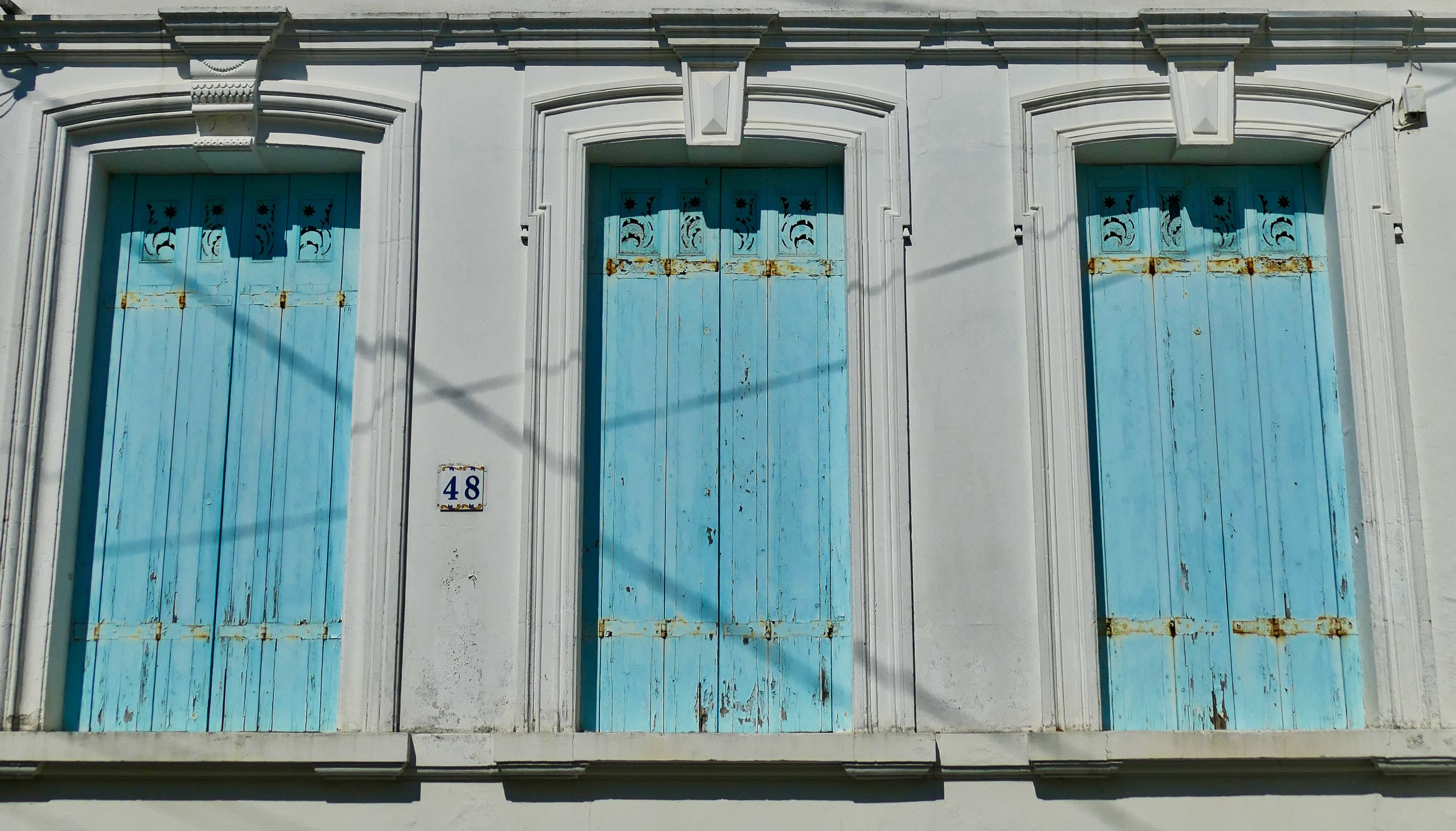 Blue Shutters of Architecture Facade free image download
