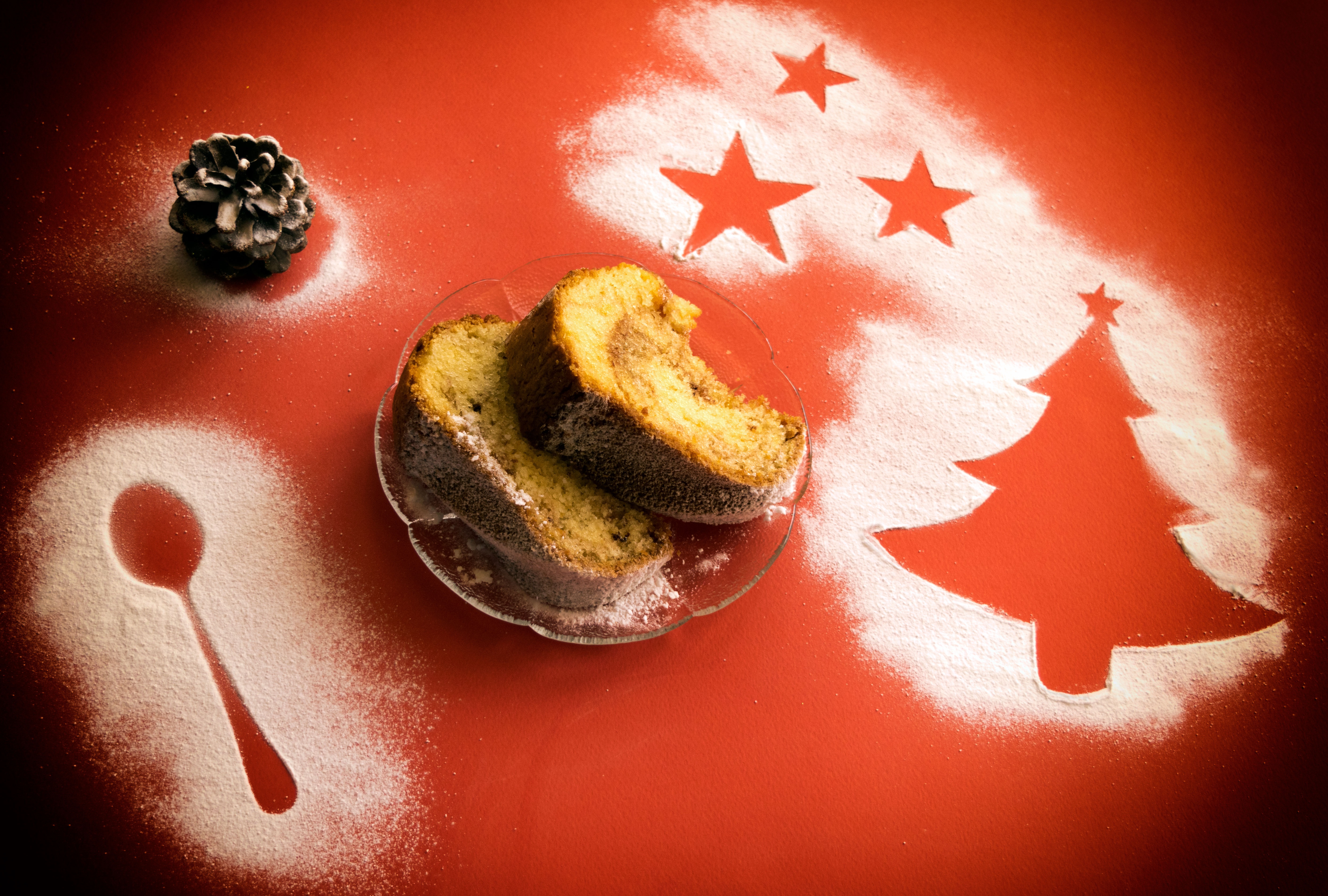 Sweet baked goods on the red table free image download