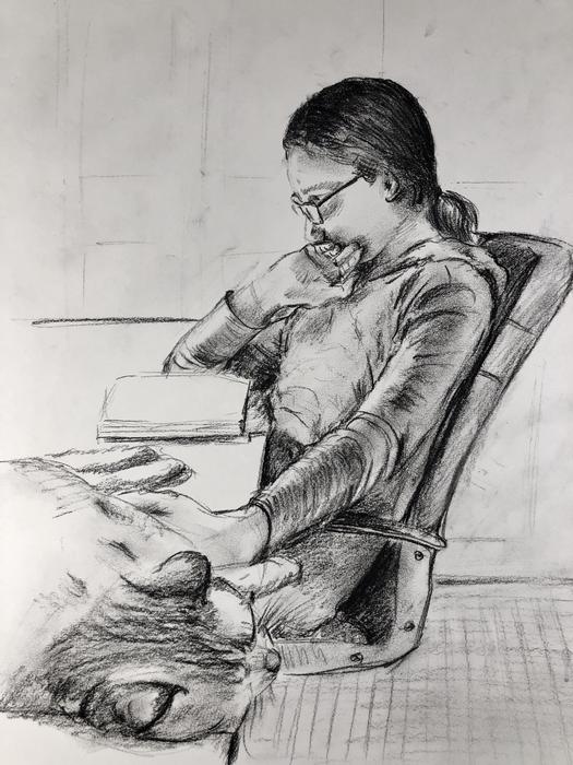 Girl resting drawing free image download